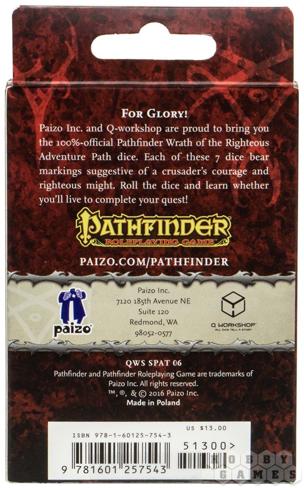 Набор кубиков Pathfinder, 7шт., Wrath of the Righteous (2023) | Купить ...