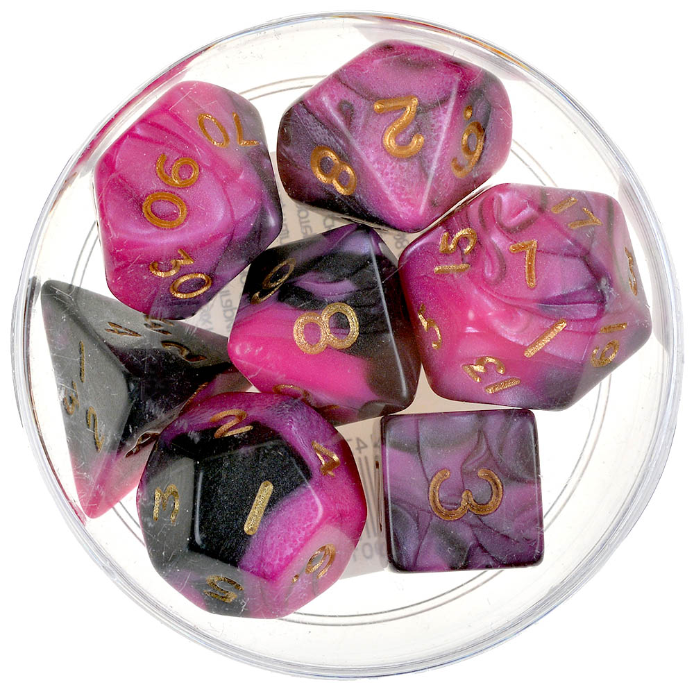 Набор кубиков Dice and Games: Toxic Pink and Black, 7 шт. | Купить ...