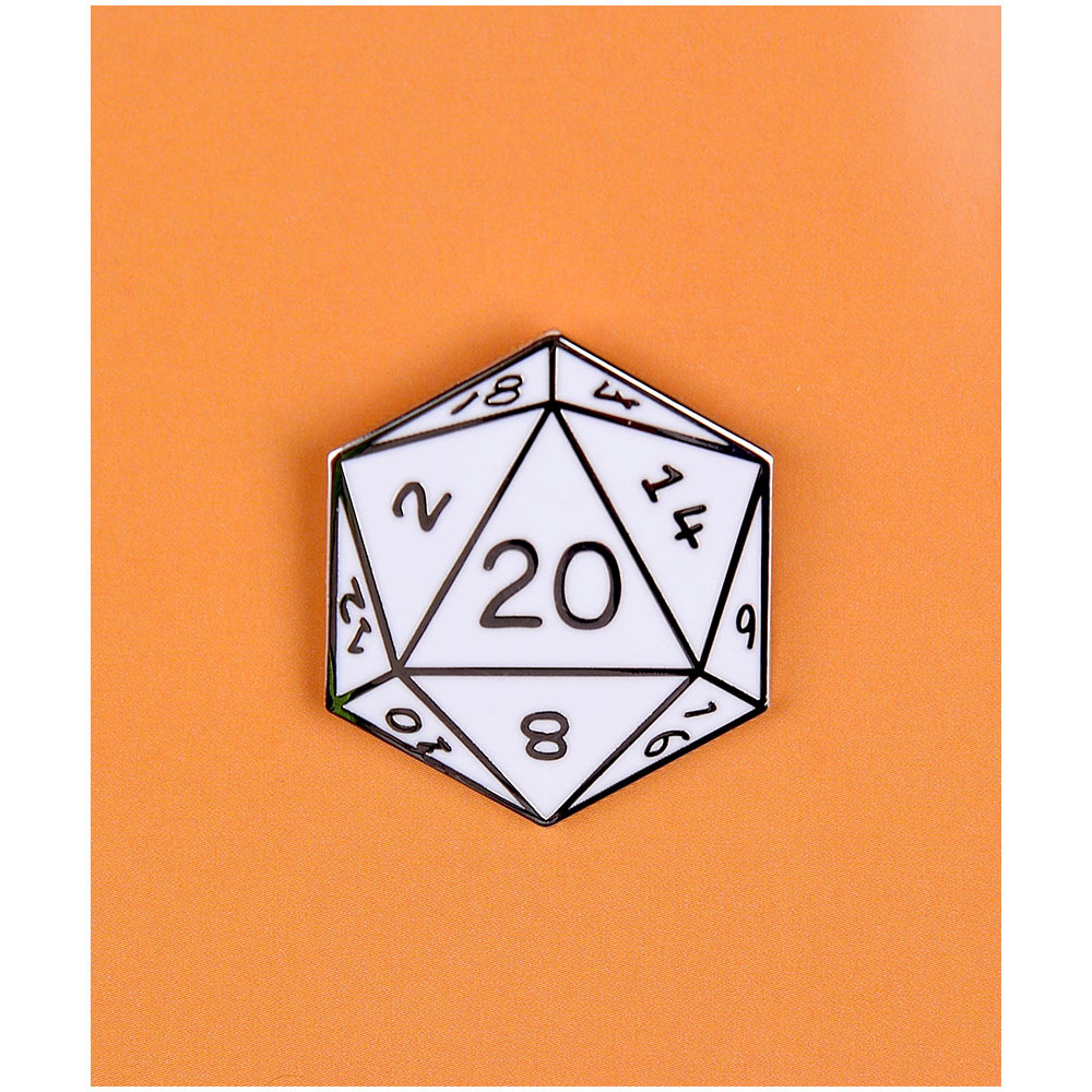 Значок металлический D20 белый | Купить настольную игру в магазинах ...
