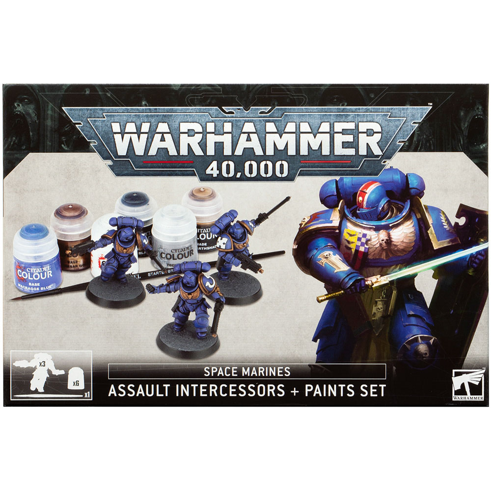 Space Marines Assault Intercessors and Paint Set | Купить настольную ...
